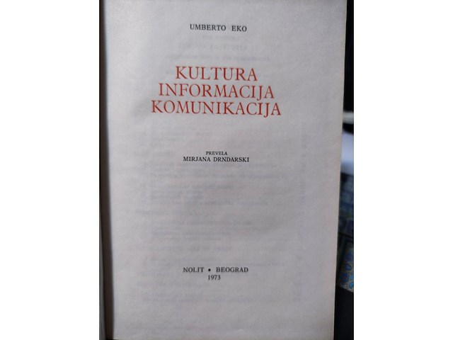 Kultura,informacija,komunikacija,Umberto Eko