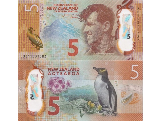 NEW ZEALAND Novi Zeland 5 Dollars 2015 UNC, P-191 Polym