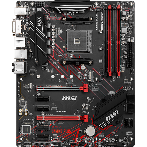 MSI B450 GAMING PLUS MAX - AMD B450 Matična ploča Socket AM4 Ryzen, Turbo M.2, USB 3.2 Gen2, ATX