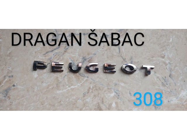 PEUGEOT 308 znak slova sa gepeka