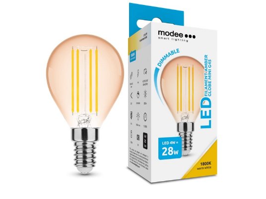 Modee Lighting LED sijalica filament Amber Mini G45 4W E14 320° 1800K (360 lumena) Dimabilna