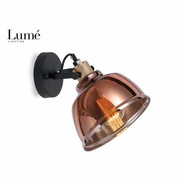 ZIDNA LAMPA LUNA 221 E27 CRNA/BAKAR