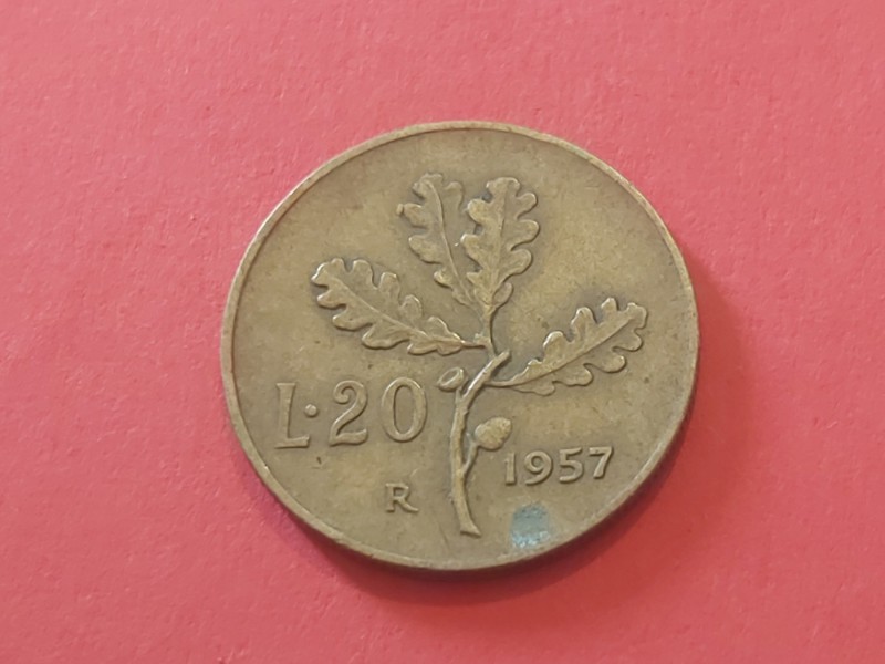 Italija - 20 lira 1957 god