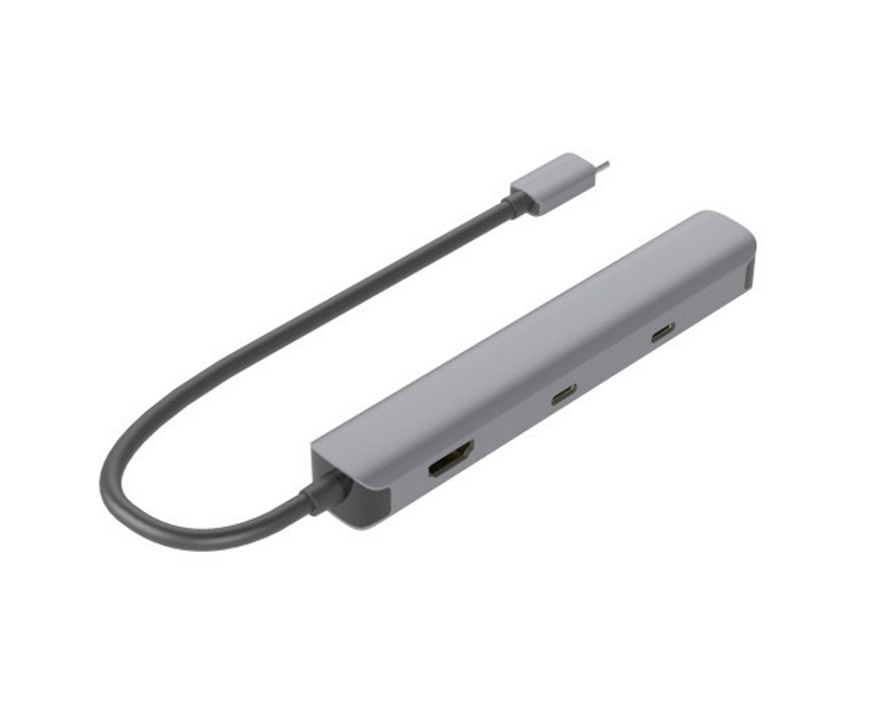 E-GREEN Adapter USB 3.1 tip C (M) – HDMI+ 2X USB 3.0 + 2X Tip C + RJ45 (F)