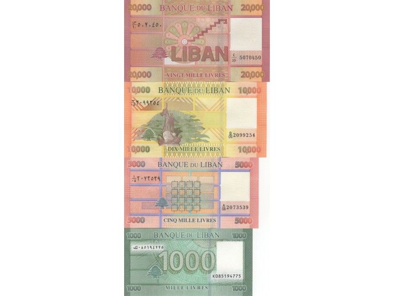 LEBANON Liban 4 kom 1.000 - 20.000 Livres 2016/2021 UNC