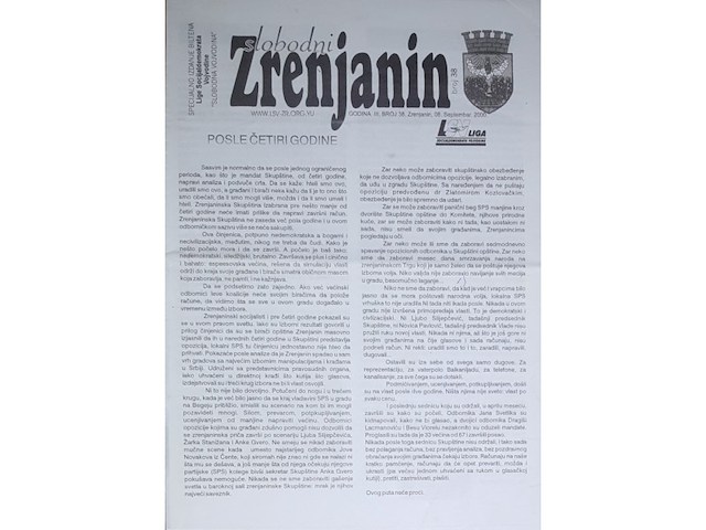 List Slobodni Zrenjanin Br.38 2000