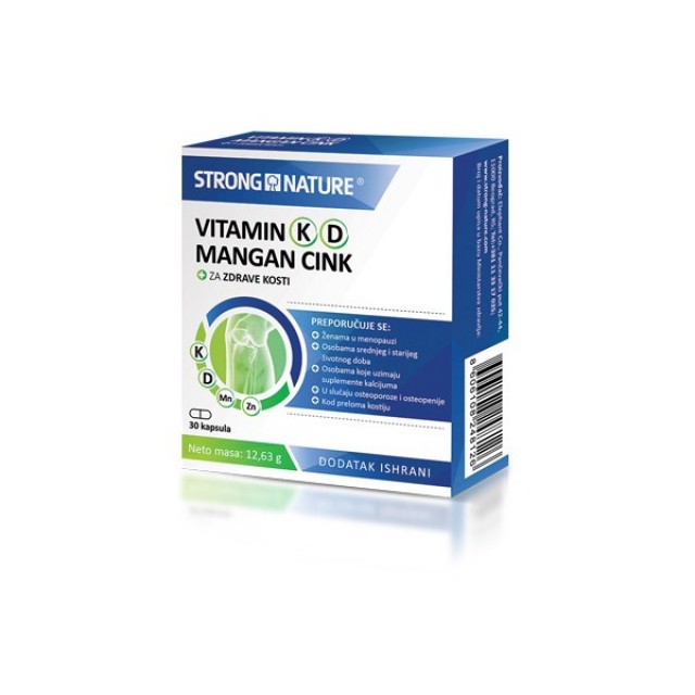 Strong Nature Vitamin K, D, mangan i cink 30 kapsula