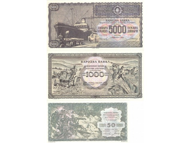 Jugoslavija lot neizdatih novčanica 1949 - 1950 UNC
