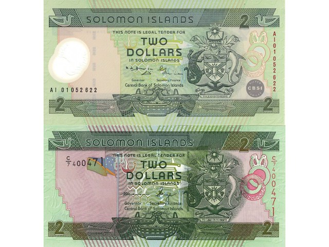 SOLOMON ISLANDS 2 + 2 Dollars 2001/2011 UNC, papirna i