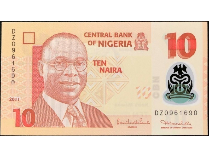 Nigerija 10 naira 2011 UNC zamenska DZ radar