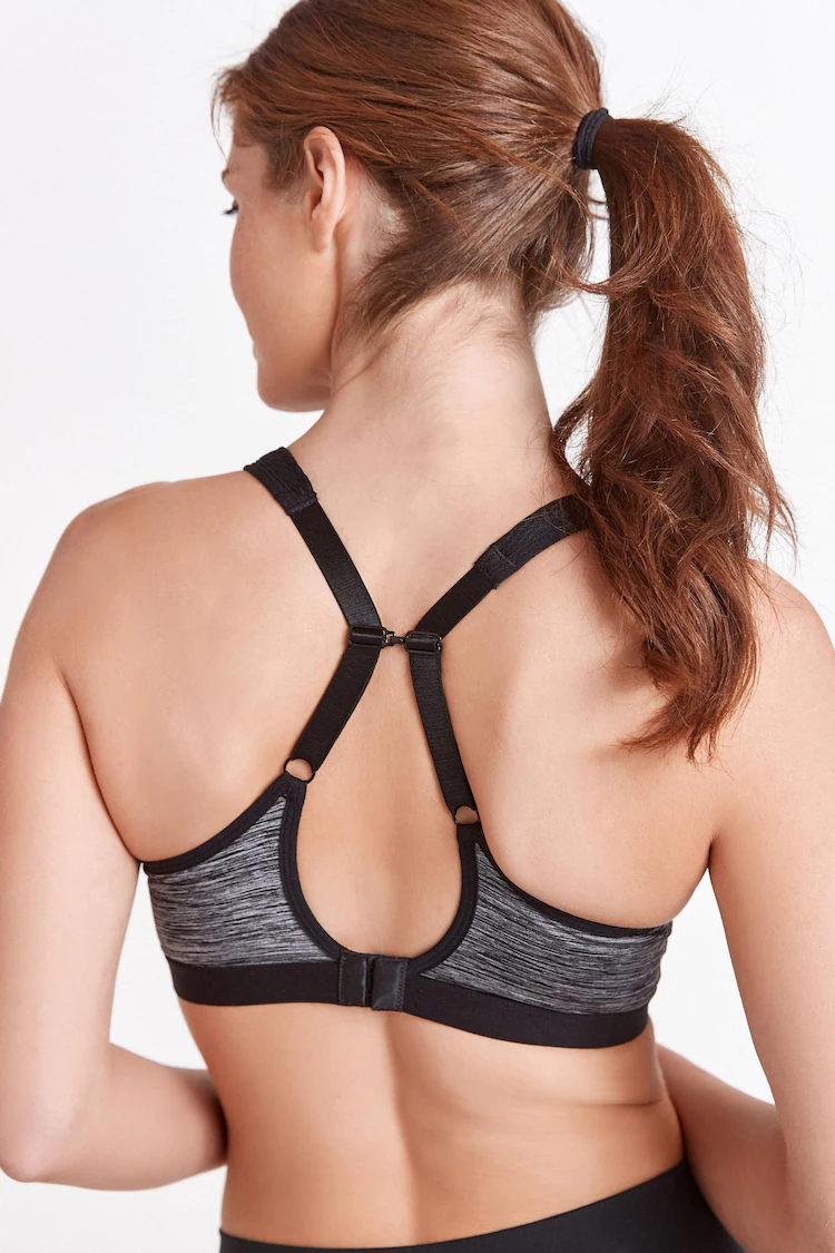 Grey Marl Active Sports High Impact Full Cup Wired Bra