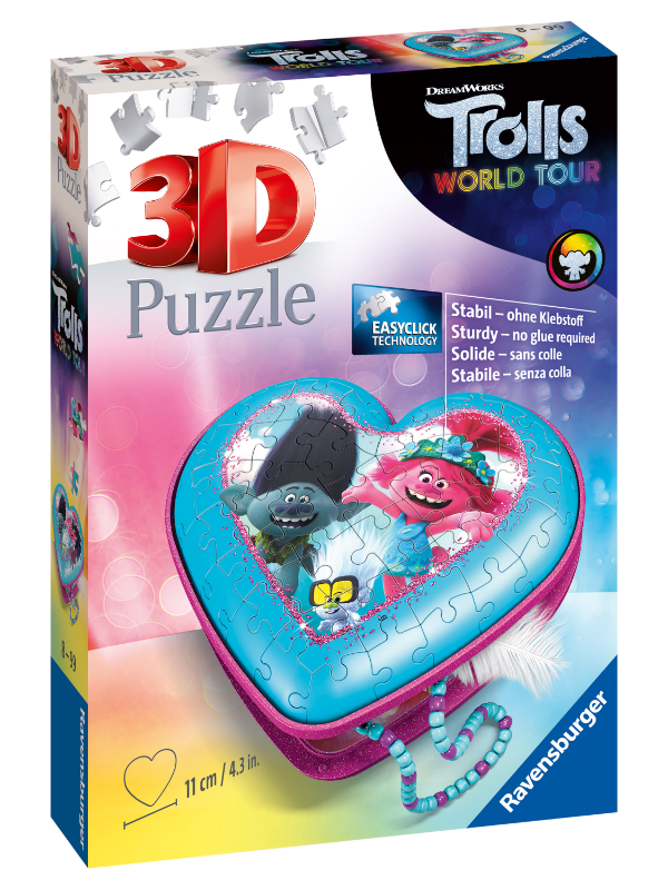 RA11232 Ravensburger 3D puzzle (slagalice) – Kutija u obliku srca Trolls 4005556112326