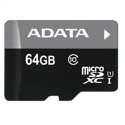 MICRO SD CARD 64GB ADATA + SD ADAPTER AUSDX64GUICL10A1-RA1/ CLASS 10