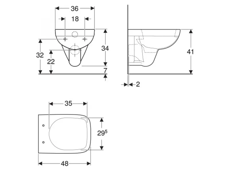 Geberit Selnova Square konzolna wc šolja, dubina 48cm 501.504.00.7