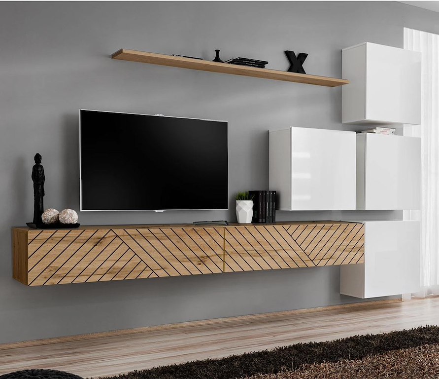 Switch IX Line regal 310x40x200 cm hrast wotan/beli