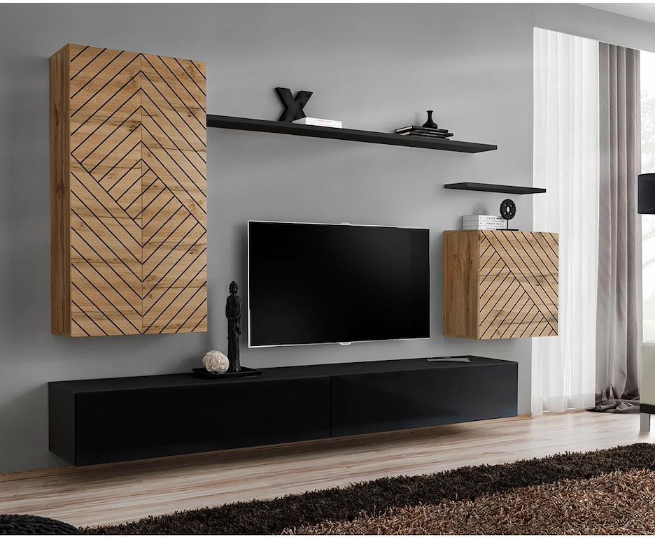 Switch II Line regal 270x40x160 cm crna/hrast wotan