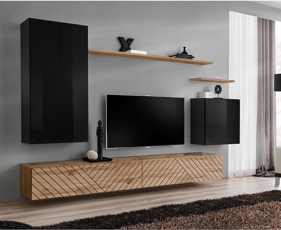 Switch II Line regal 270x40x160 cm crna/hrast wotan