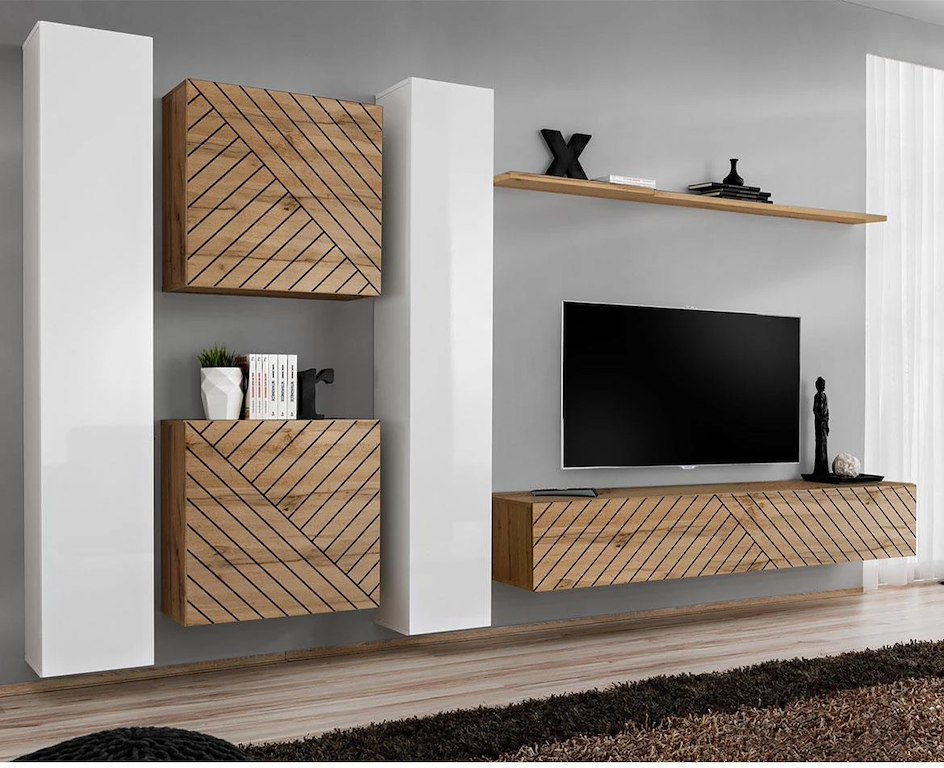 Switch VI Line regal 330x40x180 cm bela/hrast wotan