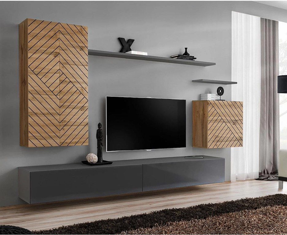 Switch II Line regal 270x40x160 cm hrast wotan/sivi