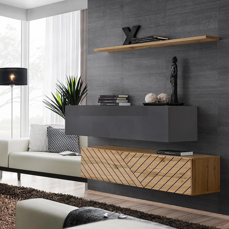 Switch II Line Gwtl Sw SB2 – L komoda 130x30x110 cm grafit/hrast wotan