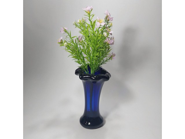 Vaza Murano cvet kobalt plavo staklo