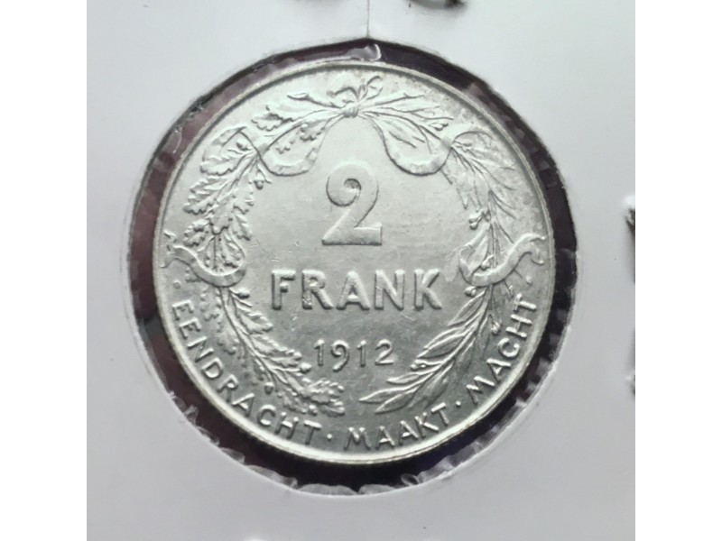 Belgija 2 franaka 1912 g UNC srebro