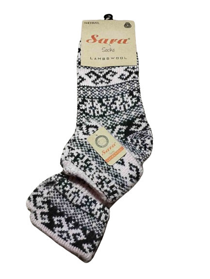 Etno vunene termo čarape ženske 22 SVETLO ROZE CRNE