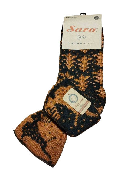 Etno vunene termo čarape ženske 13 BRAON