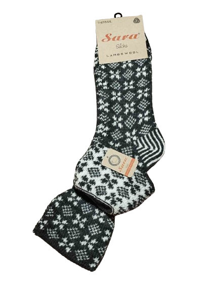 Etno vunene termo čarape ženske 6 SIVE