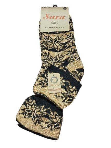 Etno vunene termo čarape ženske 2 SVETLO BRAON