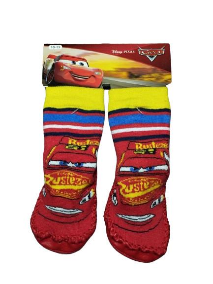 Čarape patofne neklizajuće CARS žuto crvene
