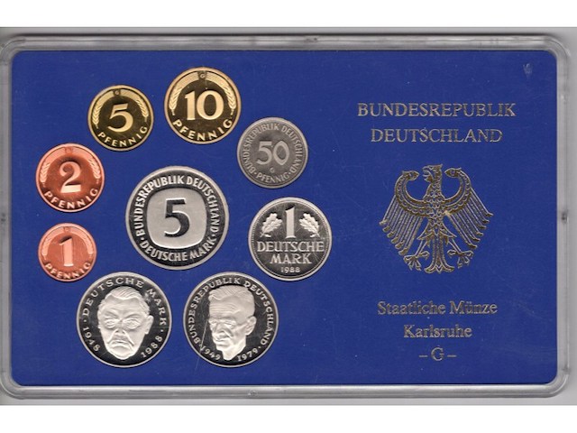 NEMAČKA kovani novac set `G` 1988 Karlsruhe UNC/PP