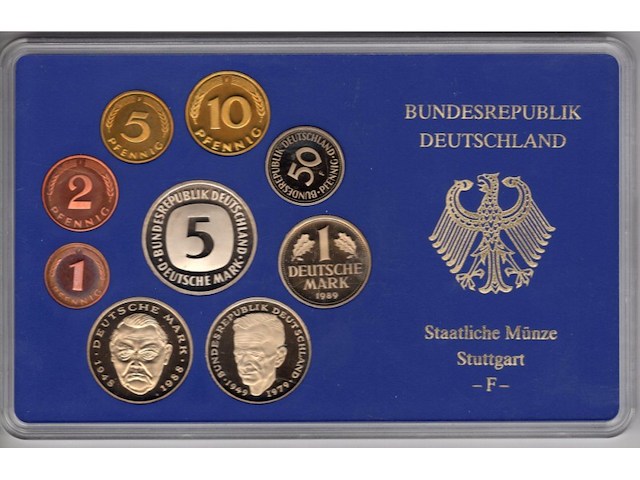 NEMAČKA kovani novac set `F` 1989 Stuttgart UNC/PP