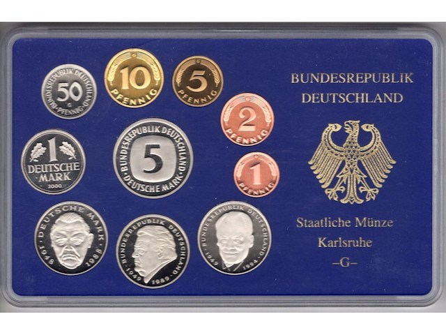 NEMAČKA kovani novac set `G` 2000 Karlsruhe UNC/PP
