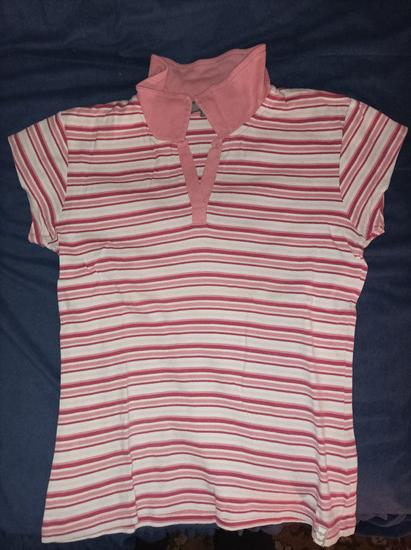 Rozo bela polo majica na pruge M/L
