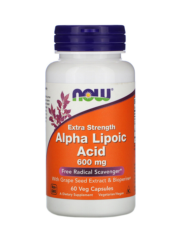 Alpha Lipoic Acid Extra Strength 600 mg, Now Foods, 60 veg kapsula