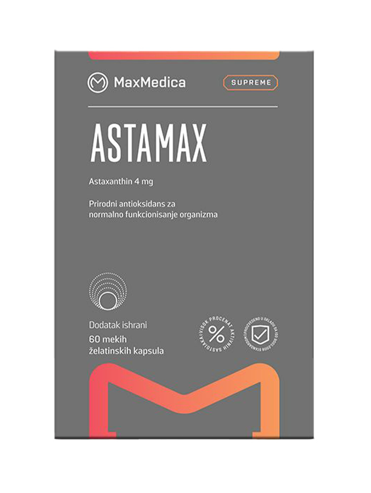 Astamax astaxanthin 4 mg, MaxMedica, 60 kapsula