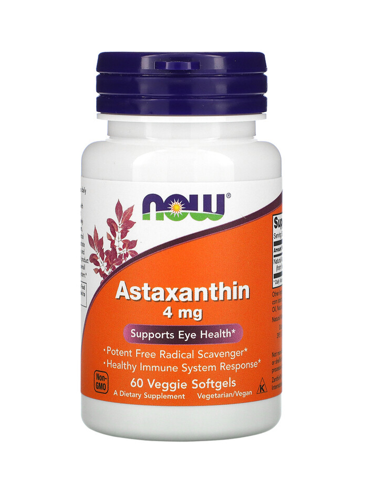 Astaxanthin 4 mg, Now Foods, 60 veg softgel kapsula