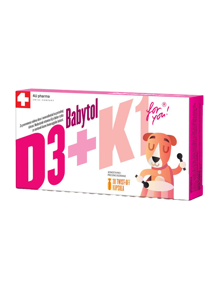 Babytol D3 + K1 za bebe i decu, 4U pharma, 30 twist-off kapsula