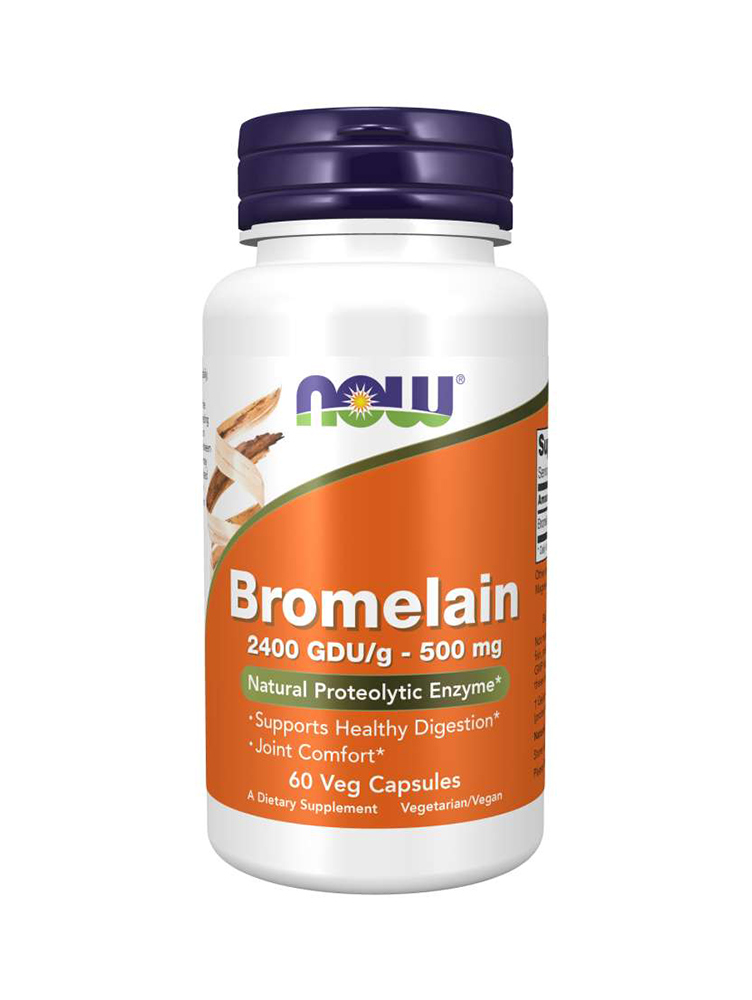 Bromelain 500 mg, Now Foods, 60 veg kapsula