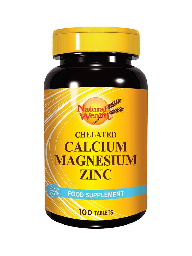 Chelated Calcium Magnesium Zinc, Natural Wealth, 100 tableta