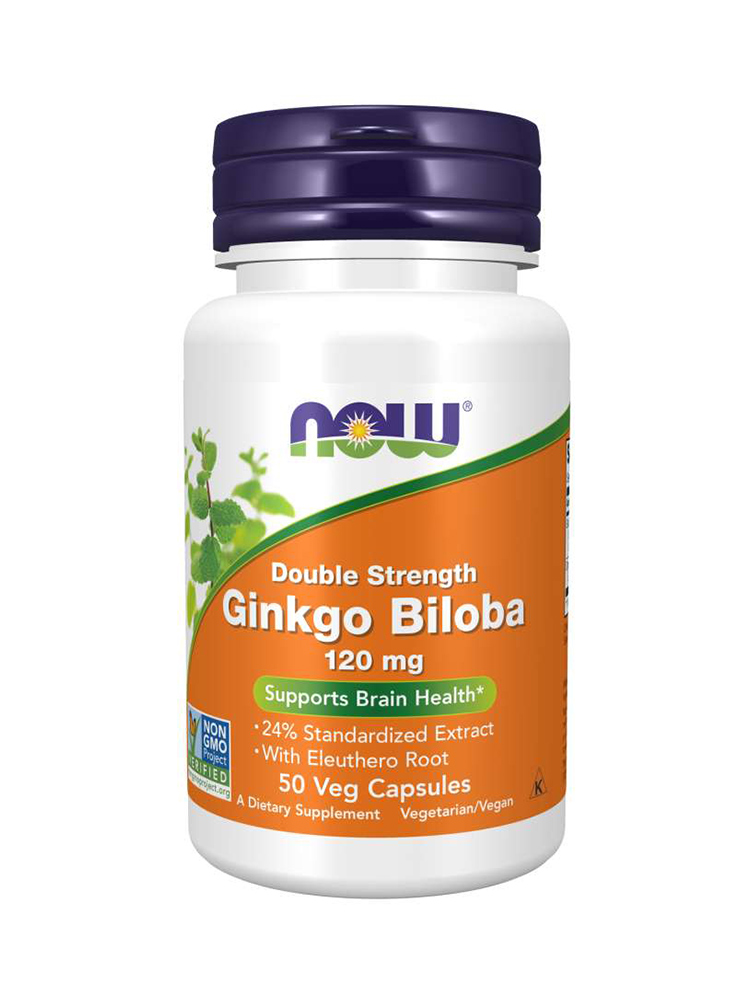 Ginkgo Biloba Double Strength 120 mg, Now Foods, 50 veg kapsula
