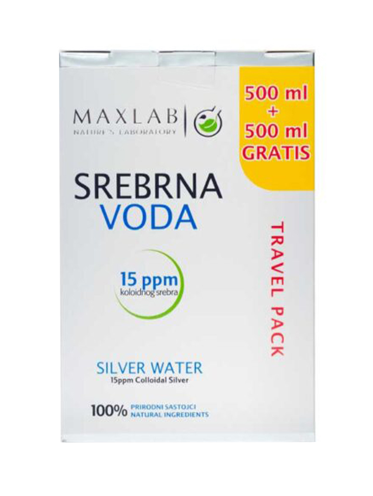 Koloidna srebrna voda 15 ppm, Maxlab, 500 ml + 500 ml gratis