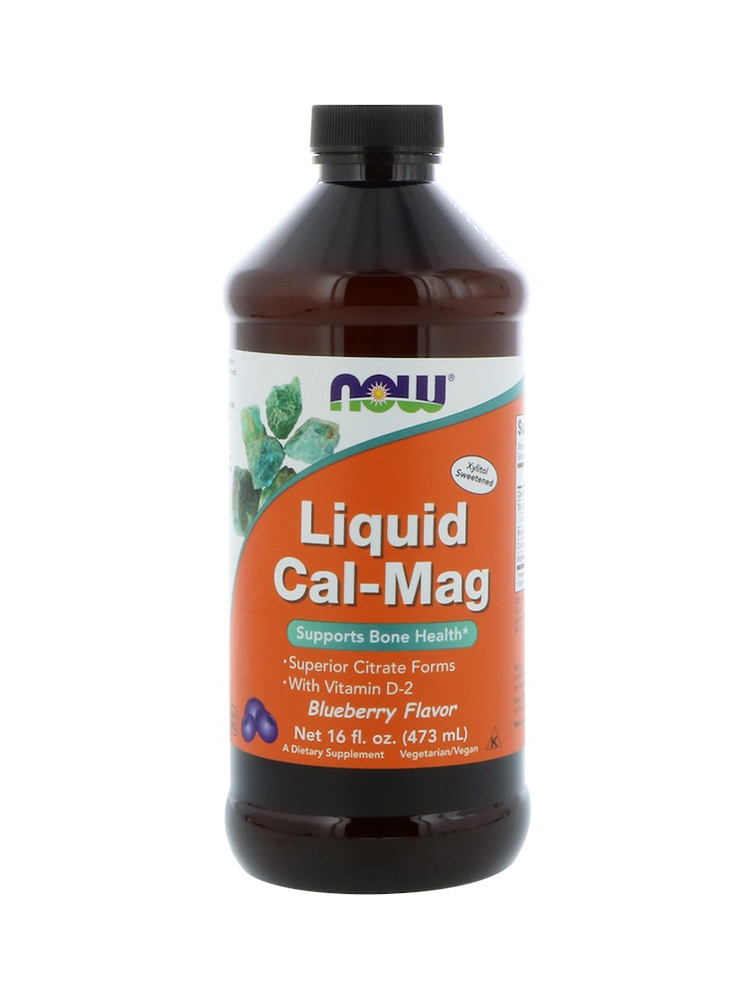 Liquid Cal-Mag borovnica, Now Foods, 473 ml