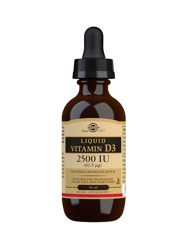 Liquid vitamin D3 2500 UI 62.5 mcg, Solgar, 59 ml