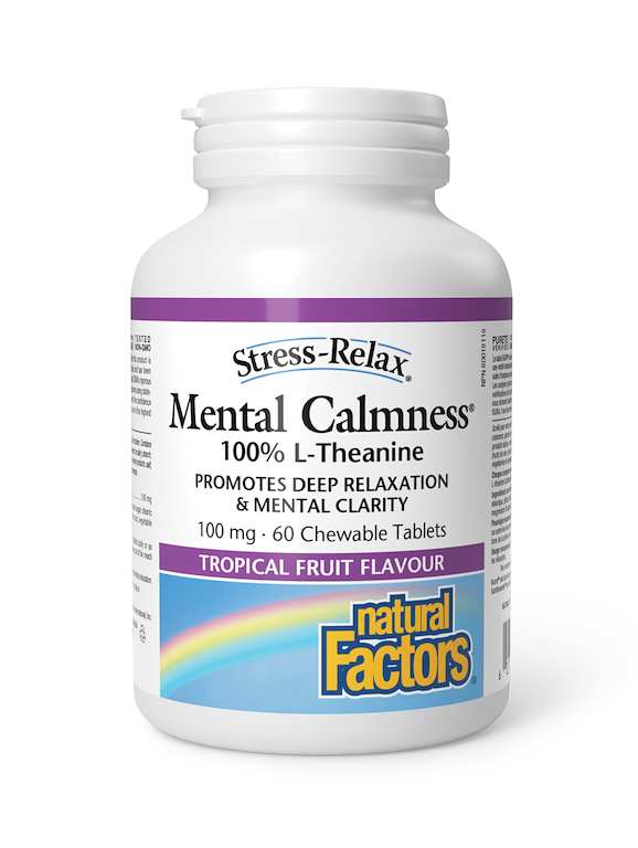 Mental Calmness L-Theanine 100 mg, Natural Factors, 60 tableta za žvakanje