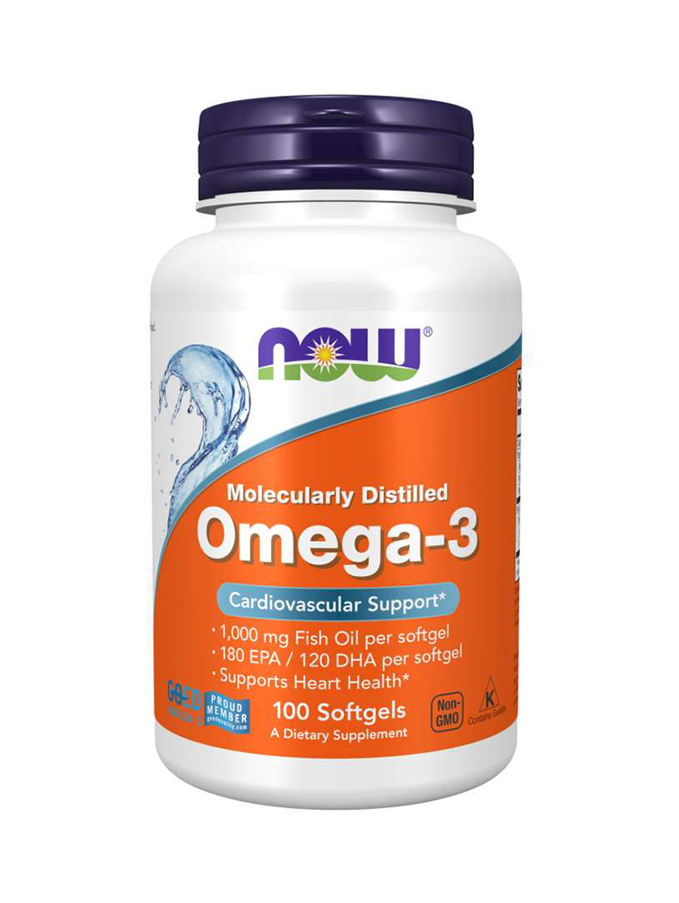 Omega-3 Molecularly Distilled 1000 mg, Now Foods, 100 softgel kapsula