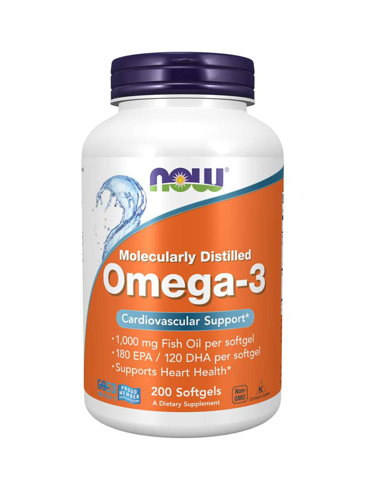 Omega-3 Molecularly Distilled 1000 mg, Now Foods, 200 softgel kapsula