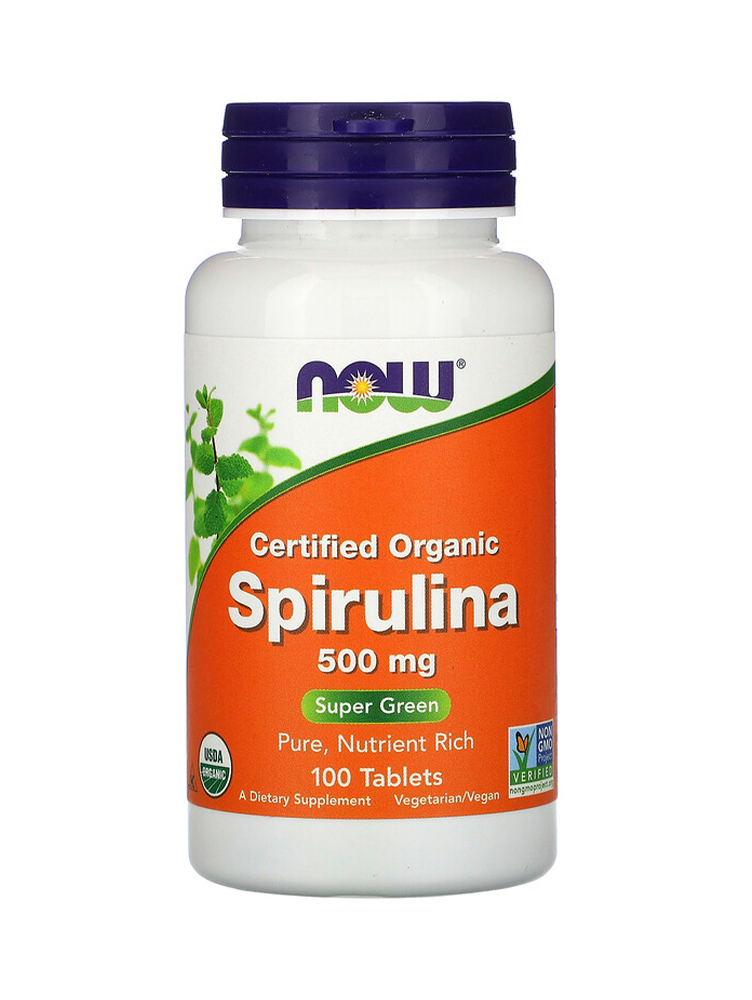 Spirulina 500 mg Organic, Now Foods, 100 tableta