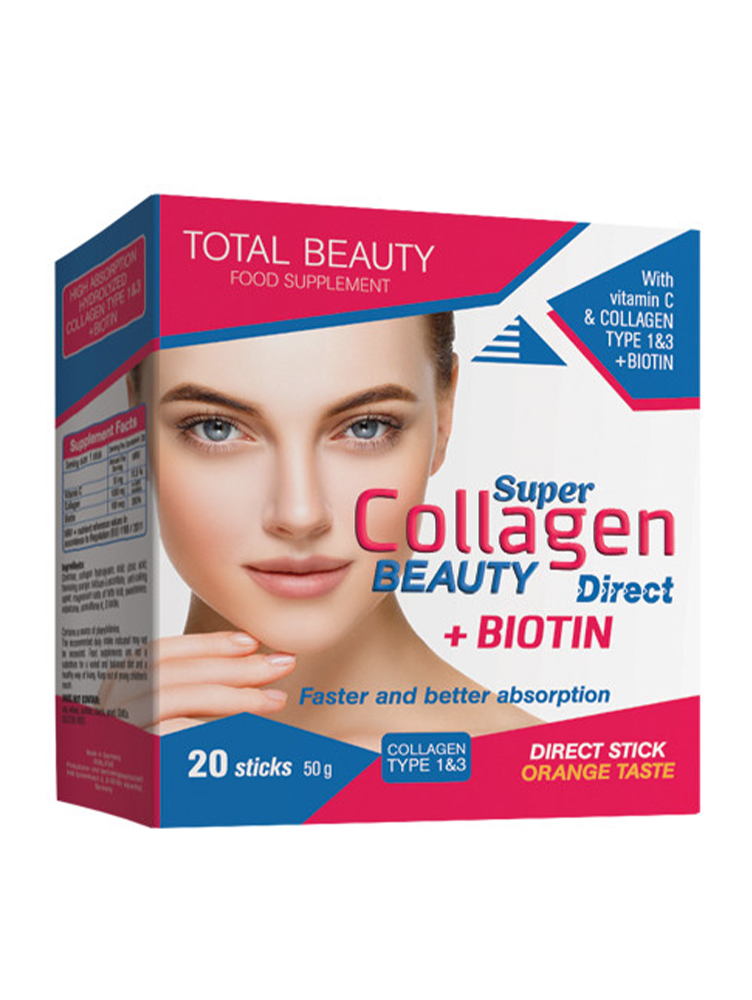 Super Collagen Beauty Direct + Biotin Type 1 & 3, NeoCell, 20 kesica